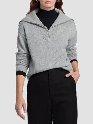 SAKS FIFTH AVENUE Cashmere Extended Polo Collar Sweater - Flannel