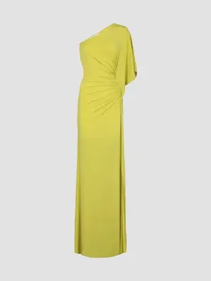 Silvia Tcherassi Doli Ruched One-shoulder Maxi Dress - Lime