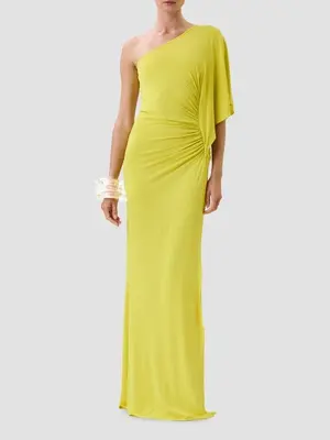 Silvia Tcherassi Doli Ruched One-shoulder Maxi Dress - Lime