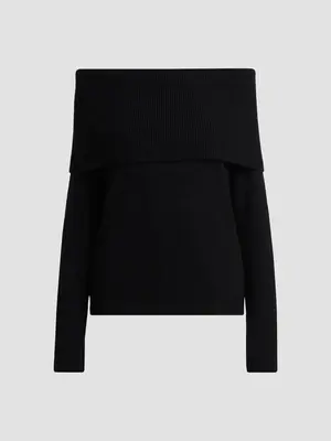 SAKS FIFTH AVENUE Cashmere Off-the-shoulder Sweater - Black
