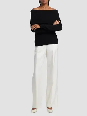 SAKS FIFTH AVENUE Cashmere Off-the-shoulder Sweater - Black