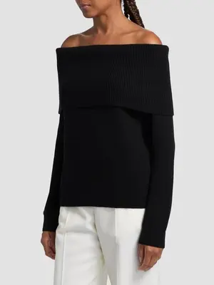 SAKS FIFTH AVENUE Cashmere Off-the-shoulder Sweater - Black