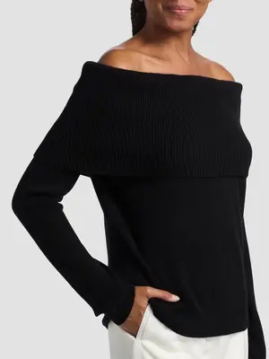 SAKS FIFTH AVENUE Cashmere Off-the-shoulder Sweater - Black