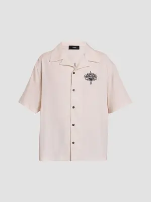 Amiri Lasso Logo-embroidered Camp Shirt - Alabaster