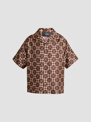 Amiri Geometric Silk Camp Shirt - Husk