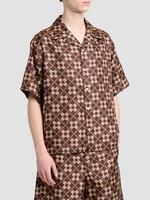 Amiri Geometric Silk Camp Shirt - Husk