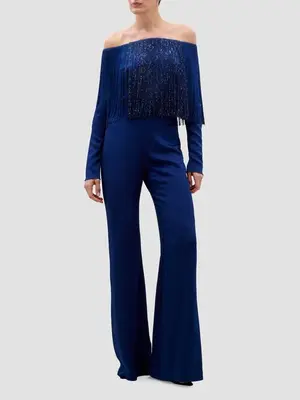 Silvia Tcherassi Belinda Metallic Fringe Off-the-shoulder Blouse