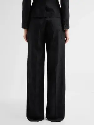 Oscar De La Renta Floral-jacquard Wool Wide-leg Trousers