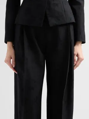 Oscar De La Renta Floral-jacquard Wool Wide-leg Trousers