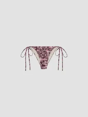 Peony Tapestry Ruched Channel String Bikini Bottom - Viola