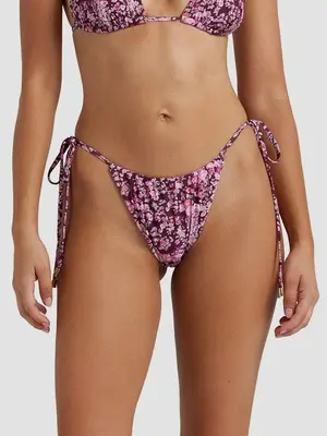 Peony Tapestry Ruched Channel String Bikini Bottom
