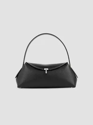 TOTEME T-lock Grain Leather Shoulder Bag - Black