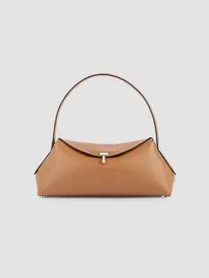 TOTEME T-lock Grain Leather Shoulder Bag - Tan