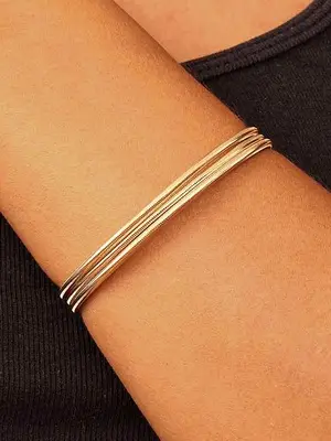 ORADINA 14k Yellow Mesh Glamour Stack Bracelet