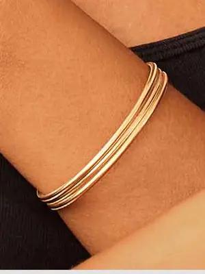 ORADINA 14k Yellow Mesh Glamour Stack Bracelet