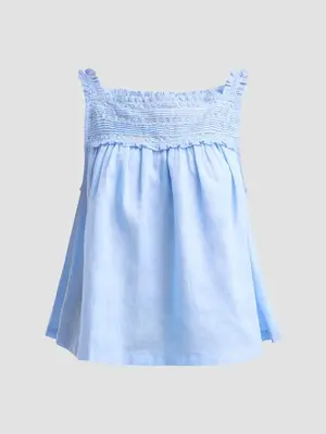 DÔEN Benita Pintuck & Lace Top - Bluejay