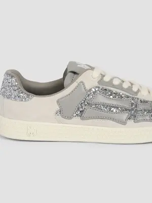 Amiri Sequined Skull-appliqué Leather Sneakers