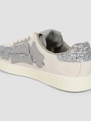 Amiri Sequined Skull-appliqué Leather Sneakers