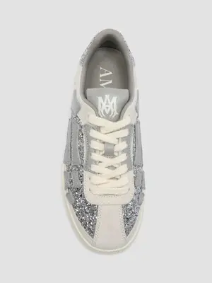Amiri Sequined Skull-appliqué Leather Sneakers