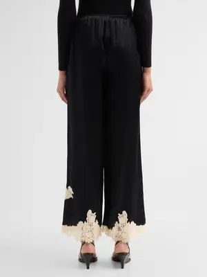 DÔEN Lavon Lace-trim Silk Pants