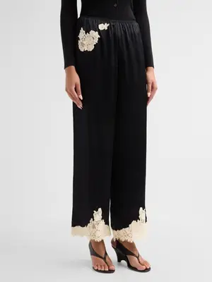 DÔEN Lavon Lace-trim Silk Pants