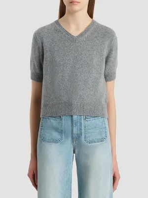 Khaite Jas Cashmere Short-sleeve Sweater