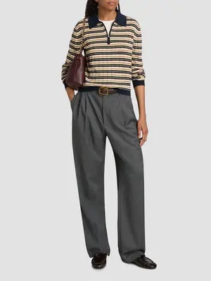 Guest In Residence Striped Silk-linen Track Polo Shirt