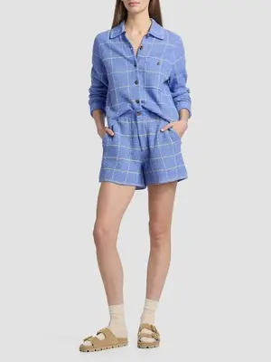 Guest In Residence Windowpane Check Cashmere-linen Shirt