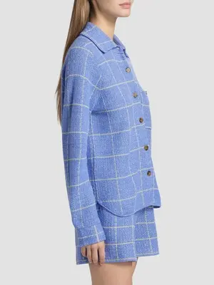 Guest In Residence Windowpane Check Cashmere-linen Shirt