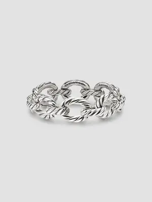 David Yurman Sculpted Cable Oval Link Bracelet In Sterling 18mm