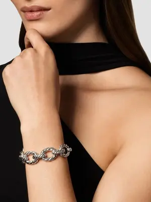 David Yurman Sculpted Cable Oval Link Bracelet In Sterling 18mm