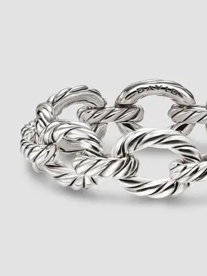 David Yurman Sculpted Cable Oval Link Bracelet In Sterling 18mm
