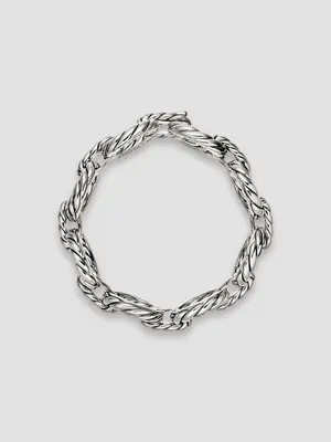 David Yurman Sculpted Cable Oval Link Bracelet In Sterling 18mm