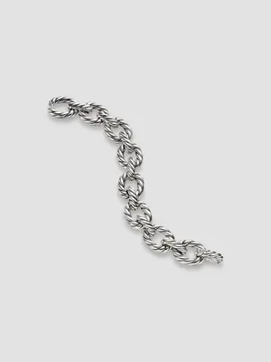 David Yurman Sculpted Cable Oval Link Bracelet In Sterling 18mm