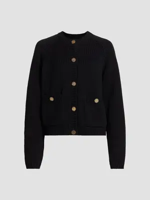 TOTEME Hammered Button Cotton Cardigan Black