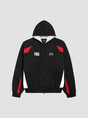 Balenciaga X Nba Collaboration Oversized Zip-up Hoodie - Black