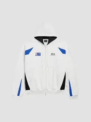 Balenciaga X Nba Collaboration Oversized Zip-up Hoodie - White