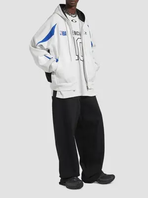 Balenciaga X Nba Collaboration Oversized Zip-up Hoodie - White