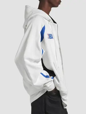 Balenciaga X Nba Collaboration Oversized Zip-up Hoodie - White