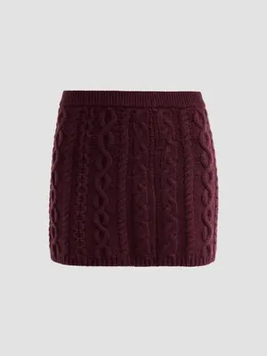 Guest In Residence Cable-knit Cashmere-wool Mini Skirt - Fig