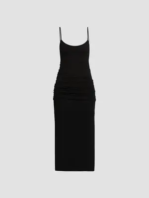 TOTEME Draped Jersey Slip Midi Dress - Black