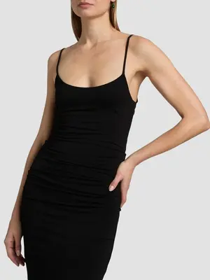 TOTEME Draped Jersey Slip Midi Dress - Black