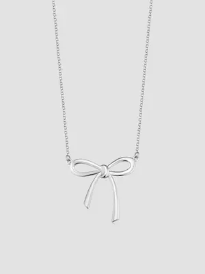 ORADINA Wrap Me Up Bow Pendant Necklace In Sterling