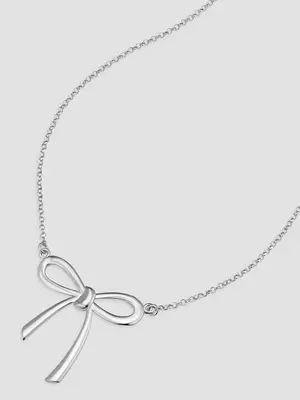 ORADINA Wrap Me Up Bow Pendant Necklace In Sterling