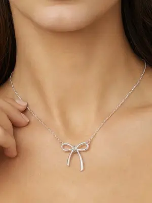ORADINA Wrap Me Up Bow Pendant Necklace In Sterling