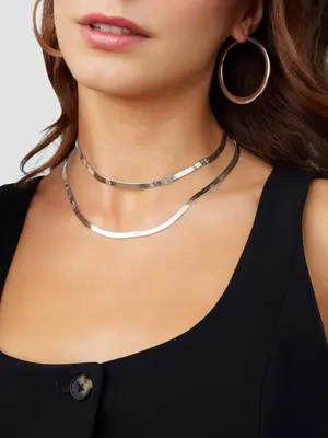 ORADINA Mirage Herringbone Necklace In Sterling