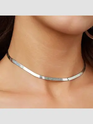 ORADINA Mirage Herringbone Necklace In Sterling