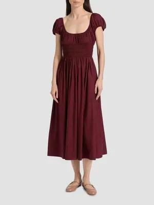 DÔEN Quinley Cotton Smocked Midi-dress