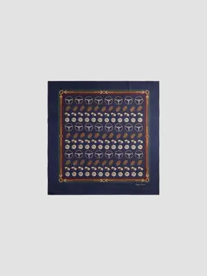 Ralph Lauren Purple Label Automotive Silk Square Scarf - Navy Multi