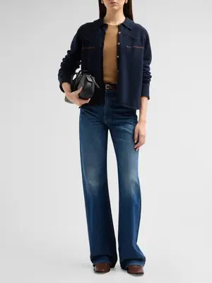 Guest In Residence Cashmere Cropped Western Shirt